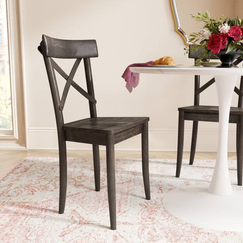 Kelly Clarkson Home Lorelei Solid Wood Cross Back Side Chair in Dark Brown Reviews Wayfair
